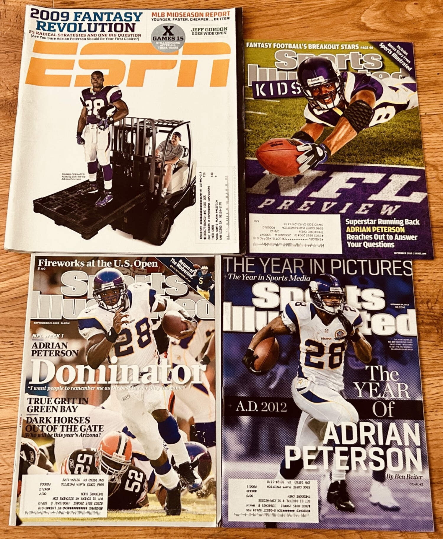 4 Adrian Peterson Minnesota Vikings 2009 2010 2012 ESPN Sports ...