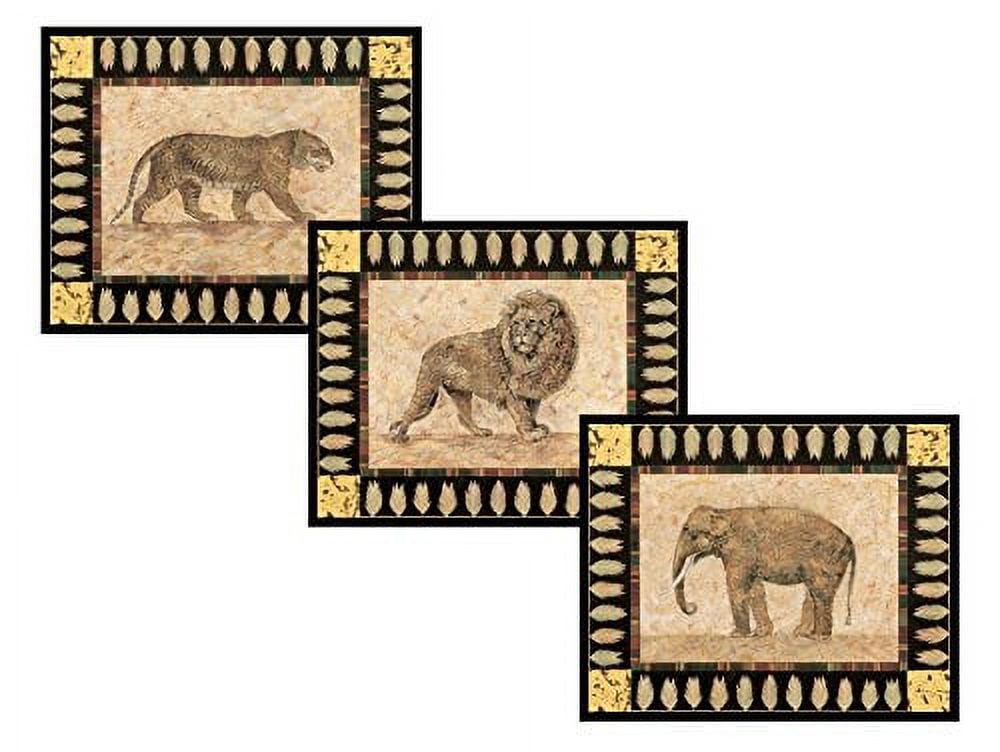 4 African Safari Animals Tiger, Lion, Camel, and Elephant Posters; Four ...