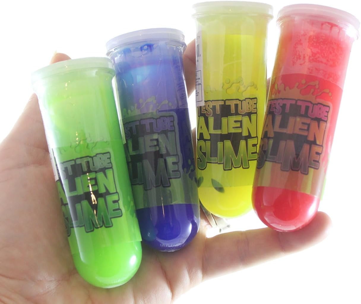 4 Alien Test Tube Slime With Mini Figurine - Oozy Gooey Fun Party Favor ...