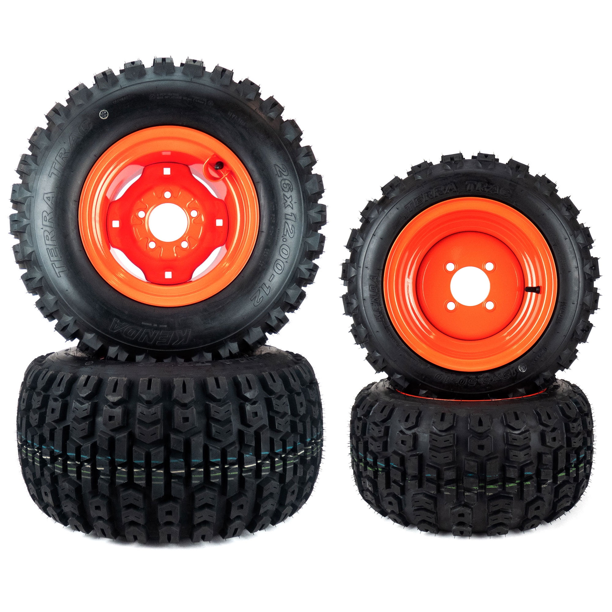 (4) All Terrain Front and Rear Wheel Assemblies Fits Kubota BX2350 ...