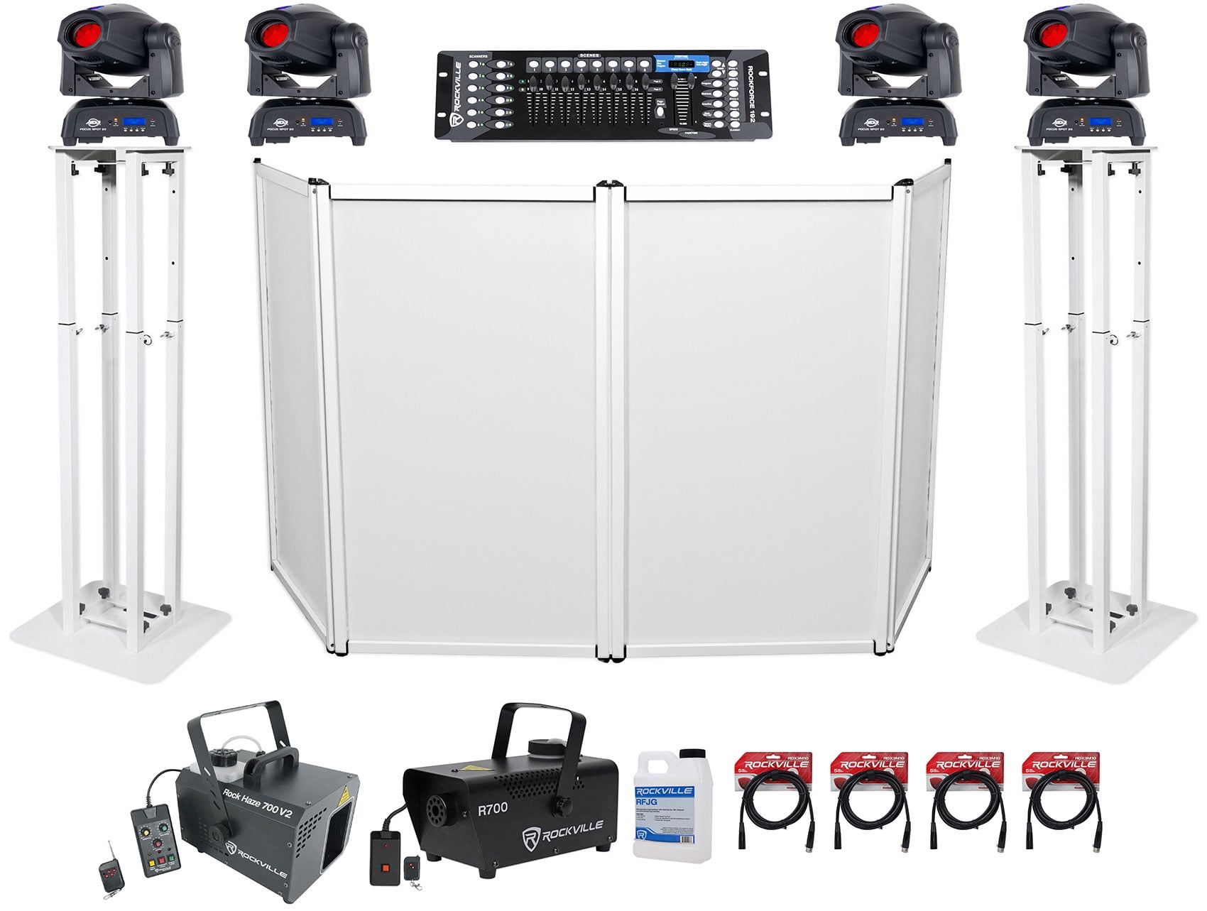 (4) American DJ FOCUS SPOT 2X Moving Head Spot Lights+DMX Control+Stands+Facade - Walmart.com