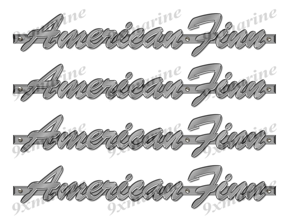 4 American Finn Designer Stickers. Brushed Metal Style - 10" long ...