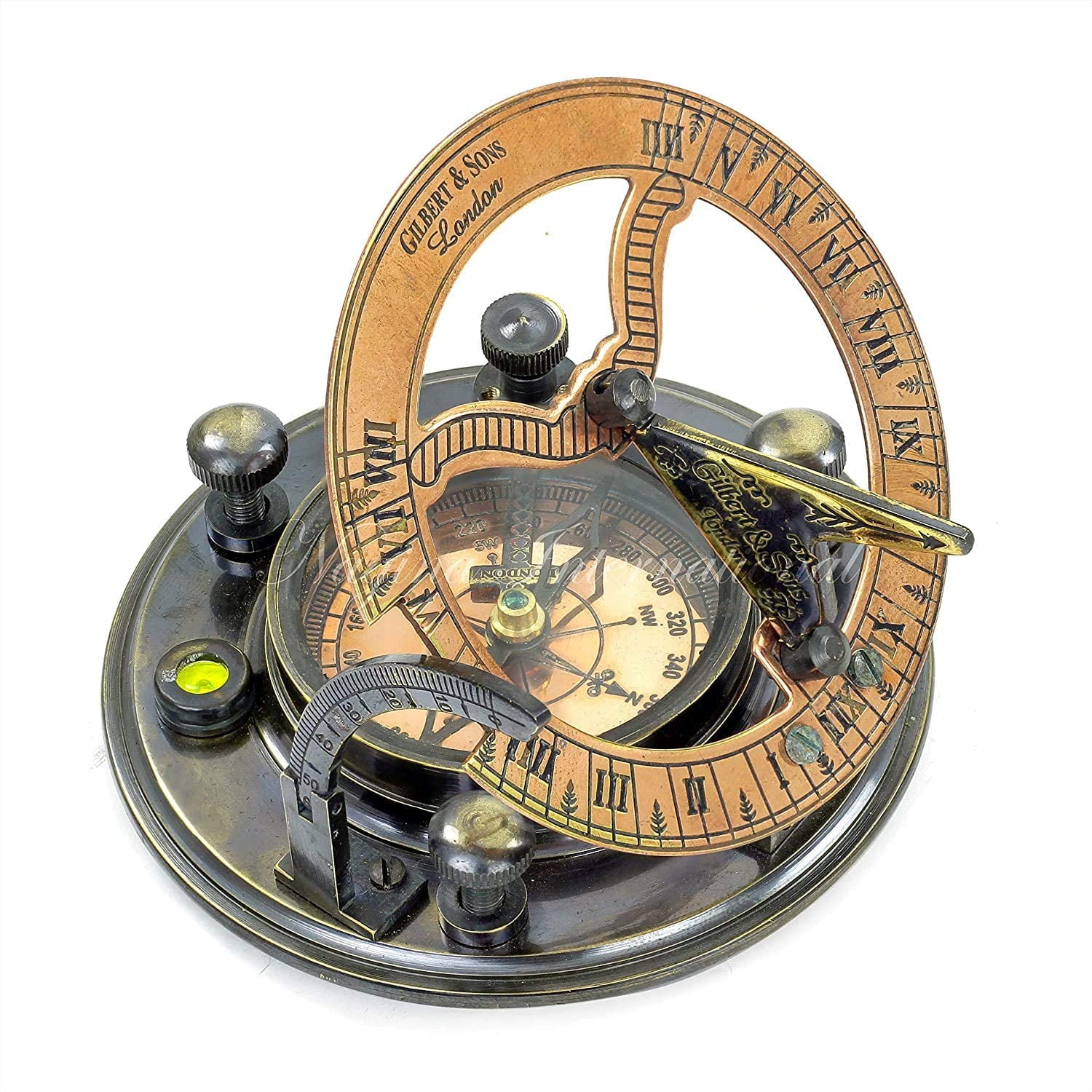 4" Antique Brass Compass With Level Measurement | Wedding & Decor Gifts ...