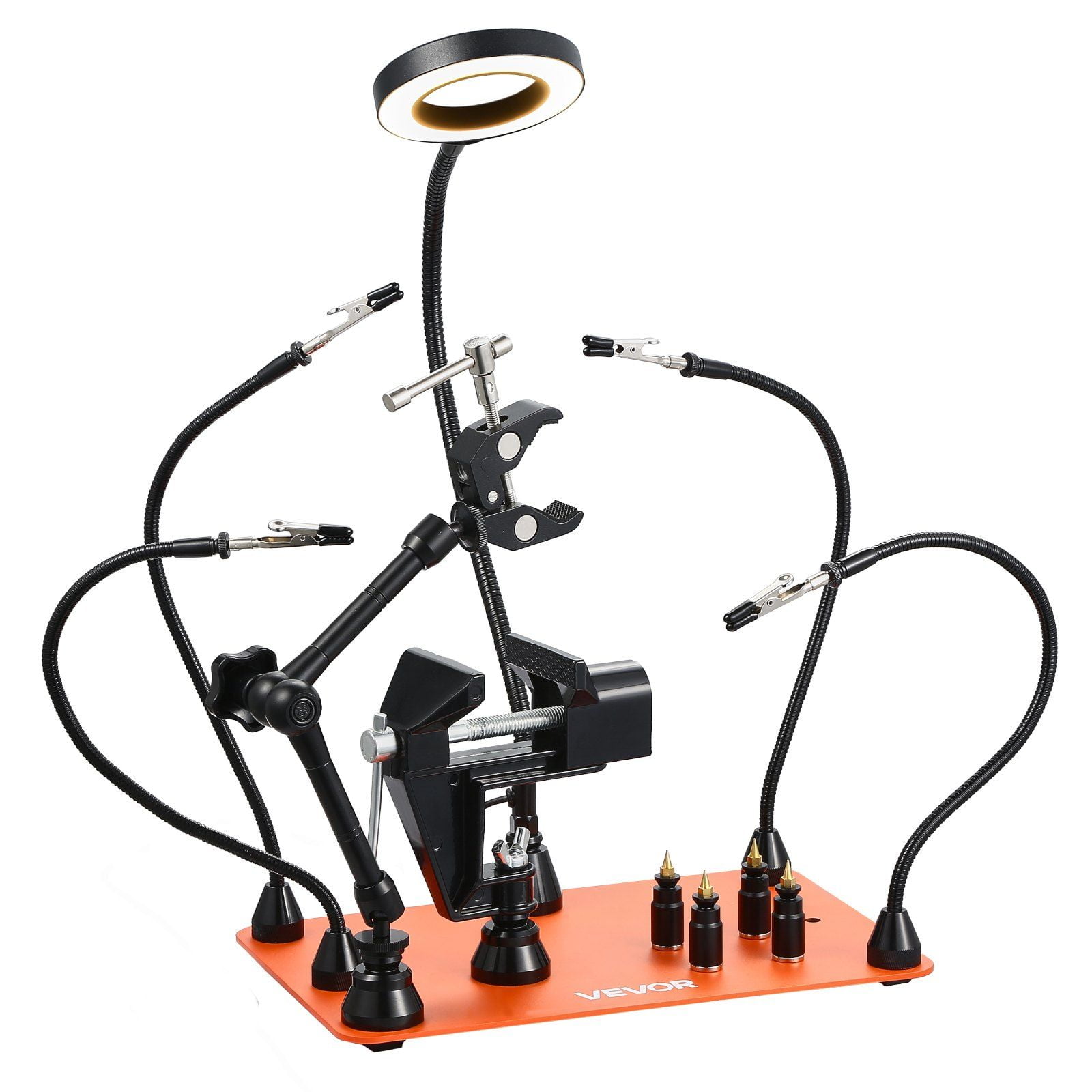 4-Arm Magnetic Soldering Station with Magnifying Lamp,PCB&Hot Air Gun ...
