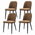 4 Armless Fabric Dining Chairs Dark Brown, Sturdy Metal Leg Kitchen ...