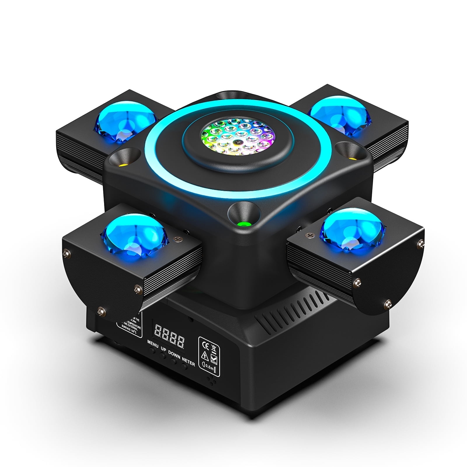4 Arms Moving Head DJ Lights, RGBW 4 in 1 LED Stage Party Light with ...