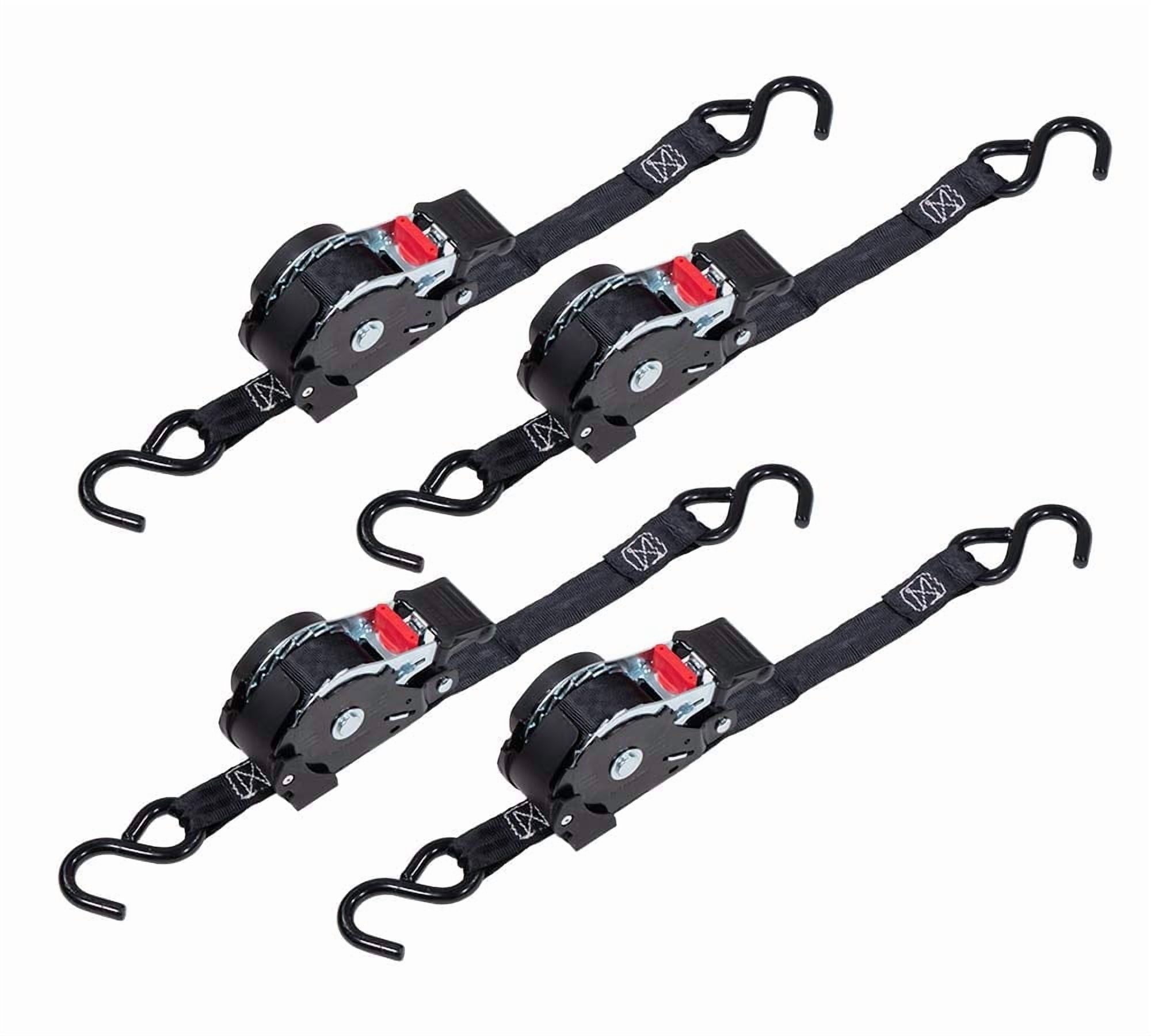4 Auto Retract NO-RATCHETING Ratchet Straps | 1" x 12' Retractable ...