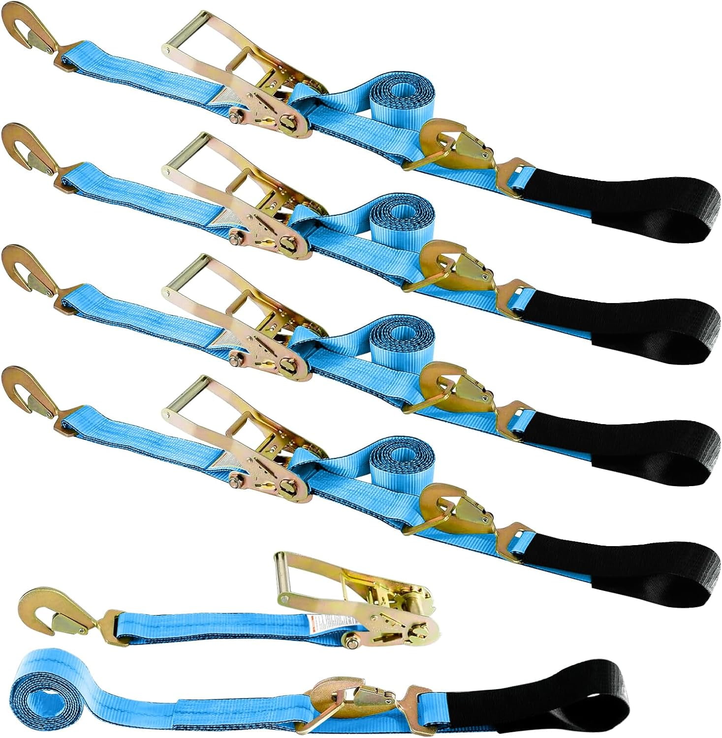 4 Axle Straps Car Hauler Trailer Auto Tie Down 4 Ratchet Straps Tow Kit ...