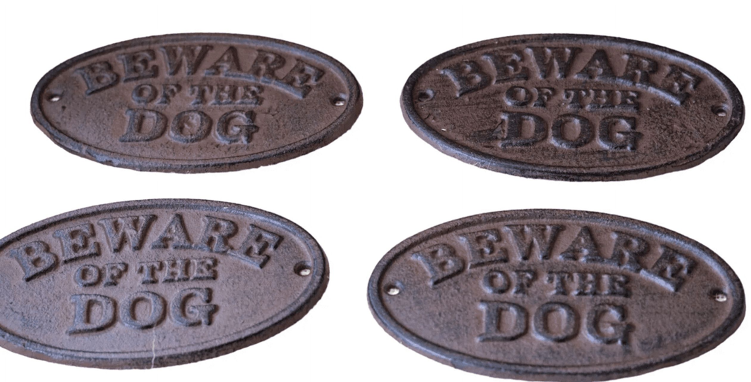4 BEWARE OF THE DOG SIGNS RUSTIC WALL DECOR FENCE KENNEL SIGN CAST IRON ...