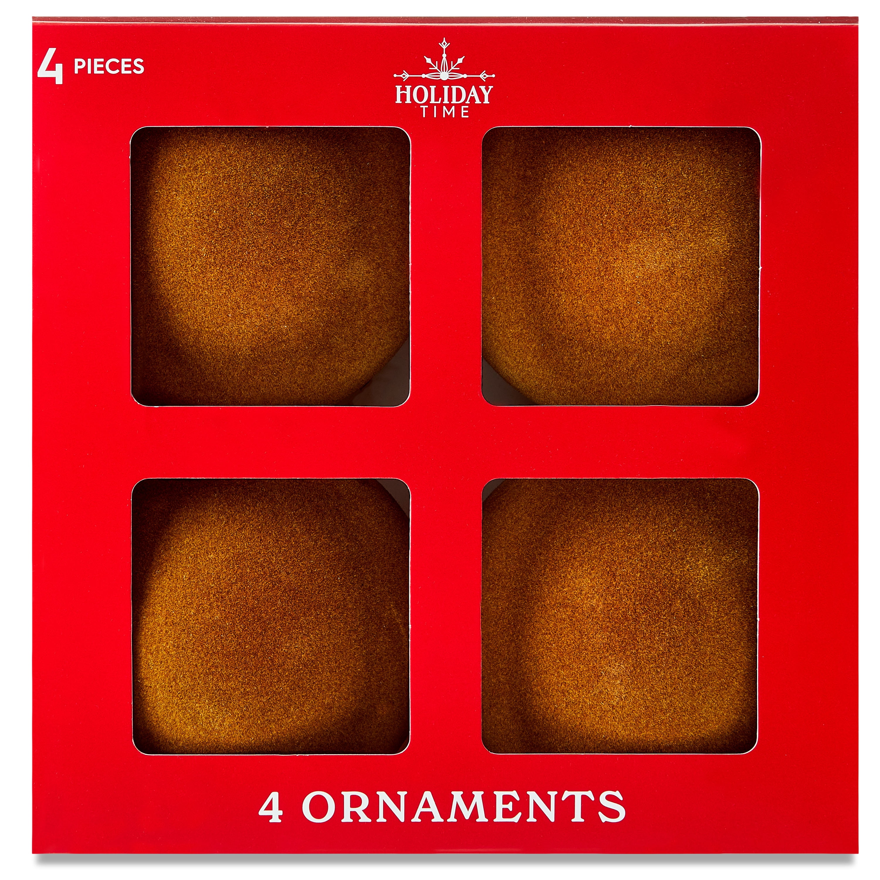 4 Count Brown Velvet-Feel Ball Christmas Ornaments, 4.5", by Holiday ...
