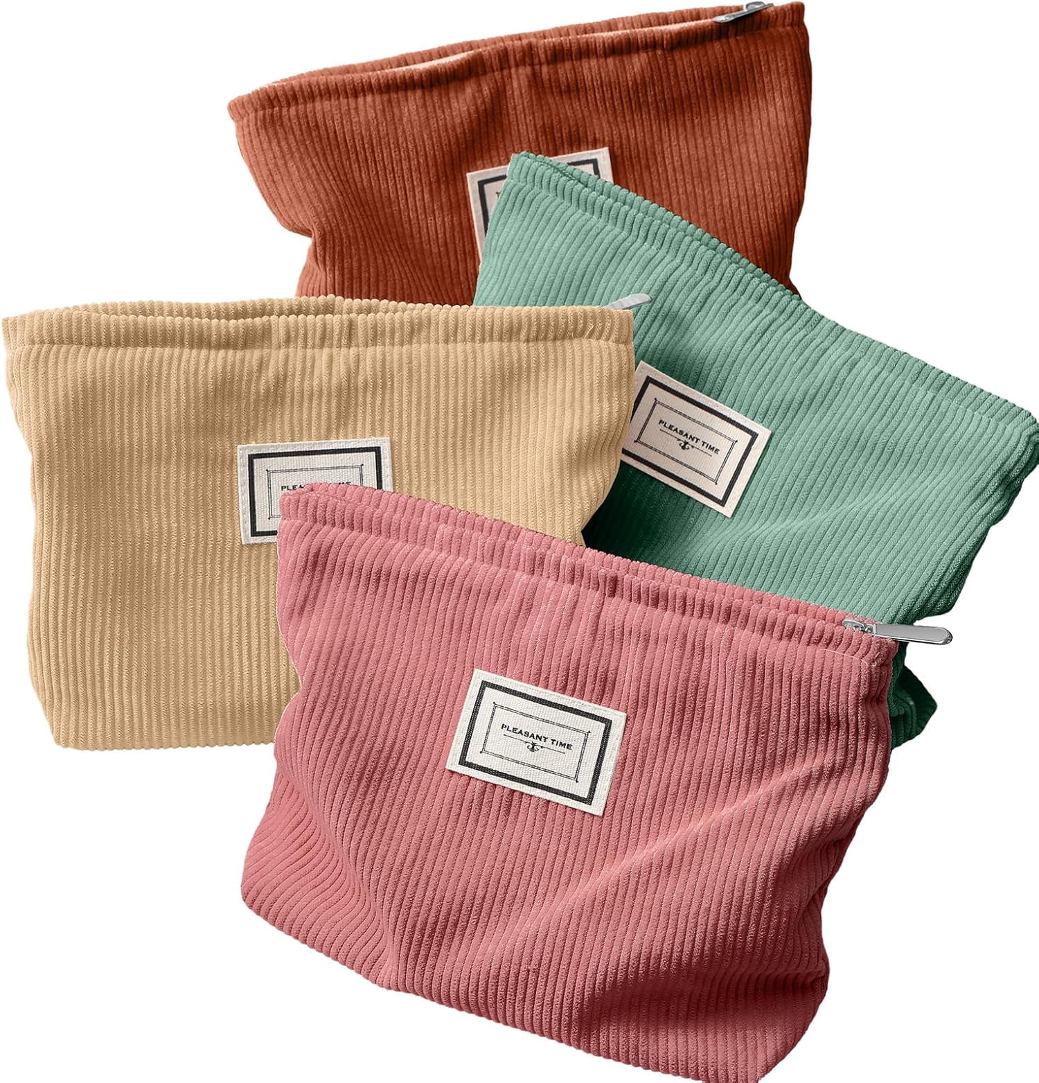 4 Bag Bag for Women Large Capacity Corduroy Pouch Zipper Canvas Travel ...