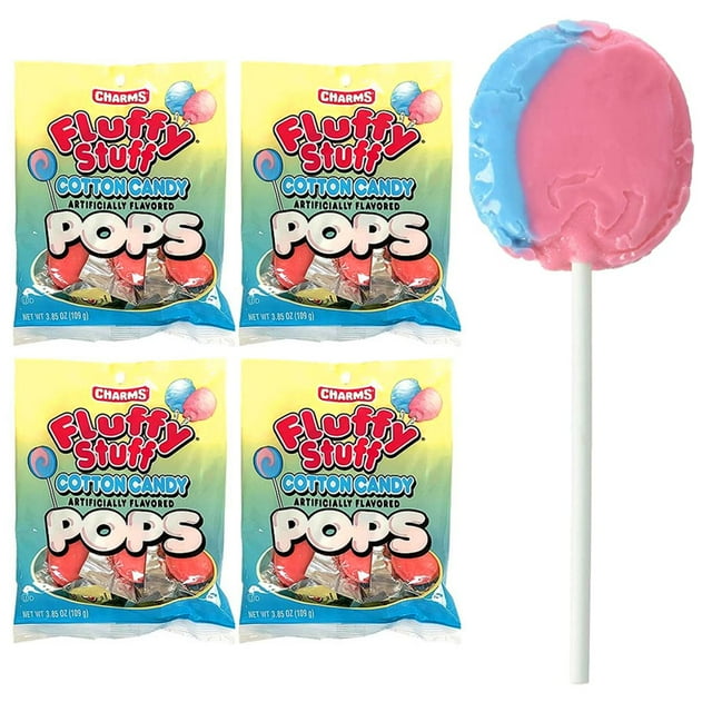 4 Bag Charms Cotton Candy Flavor Pops Lollipop Sucker Candies Party ...
