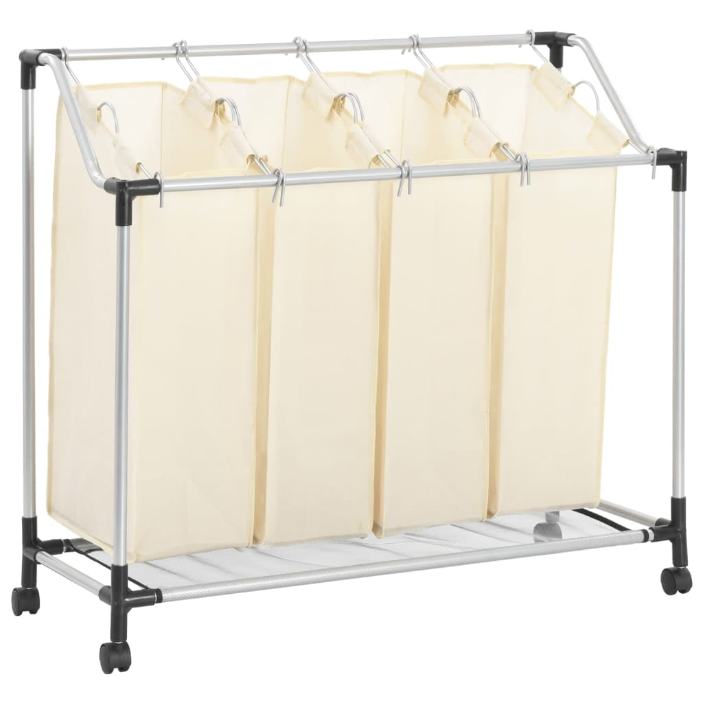 4-Bag Cream Steel Laundry Sorter with Easy Sorting and Organization ...