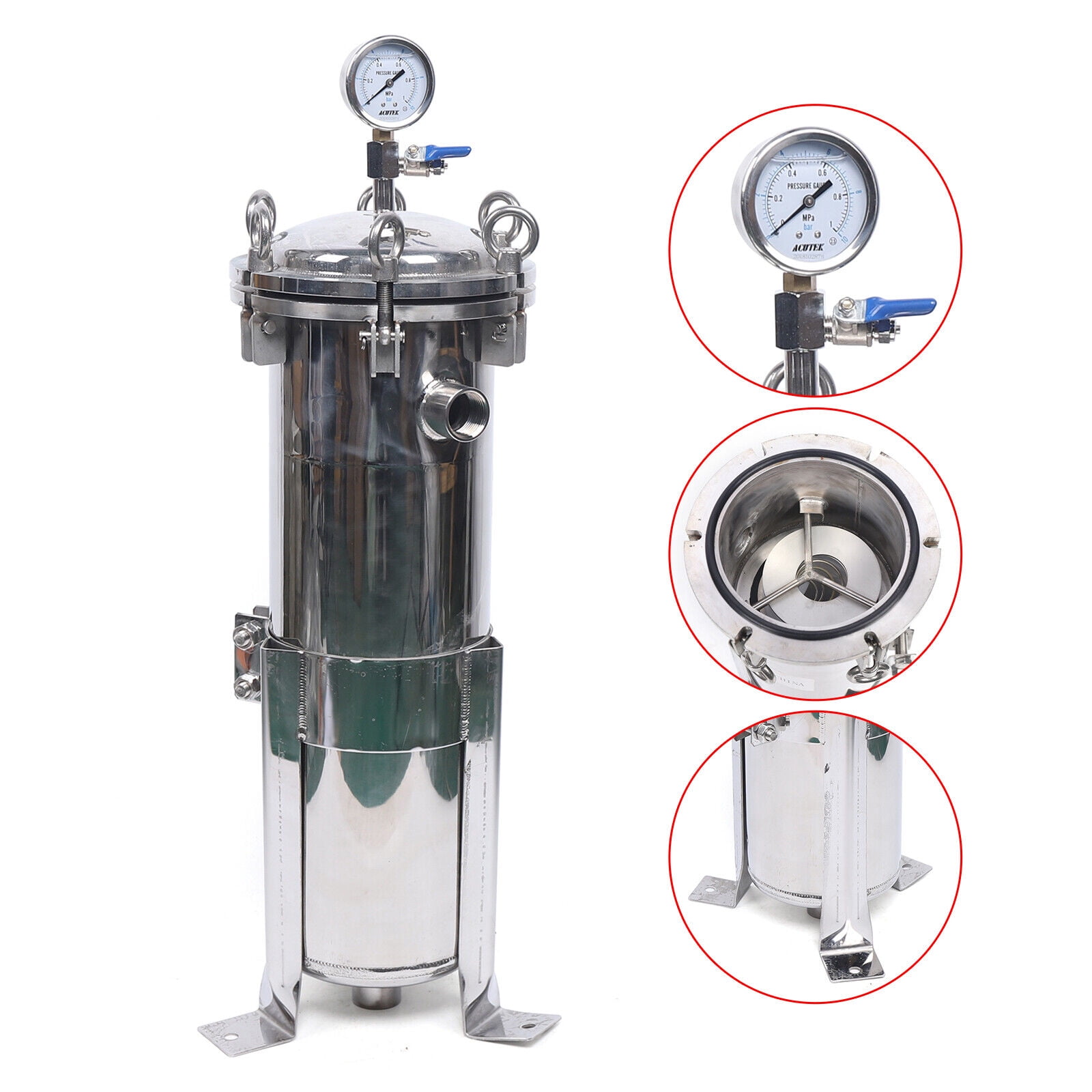 4 Bag Filter Housings Pressure 304 Stainless Steel Filter Device 150PSI ...