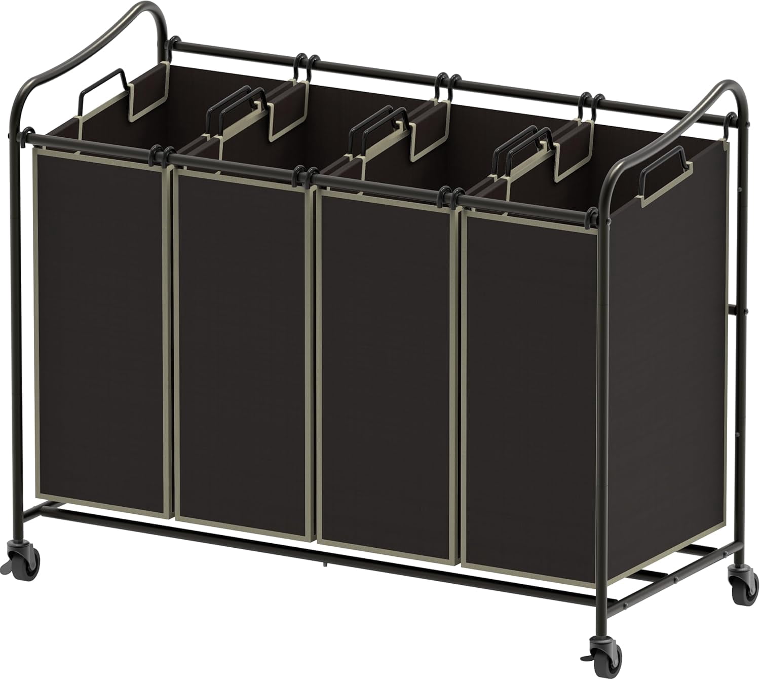 4-Bag Heavy Duty Laundry Sorter Rolling Cart, Brown - Walmart.com