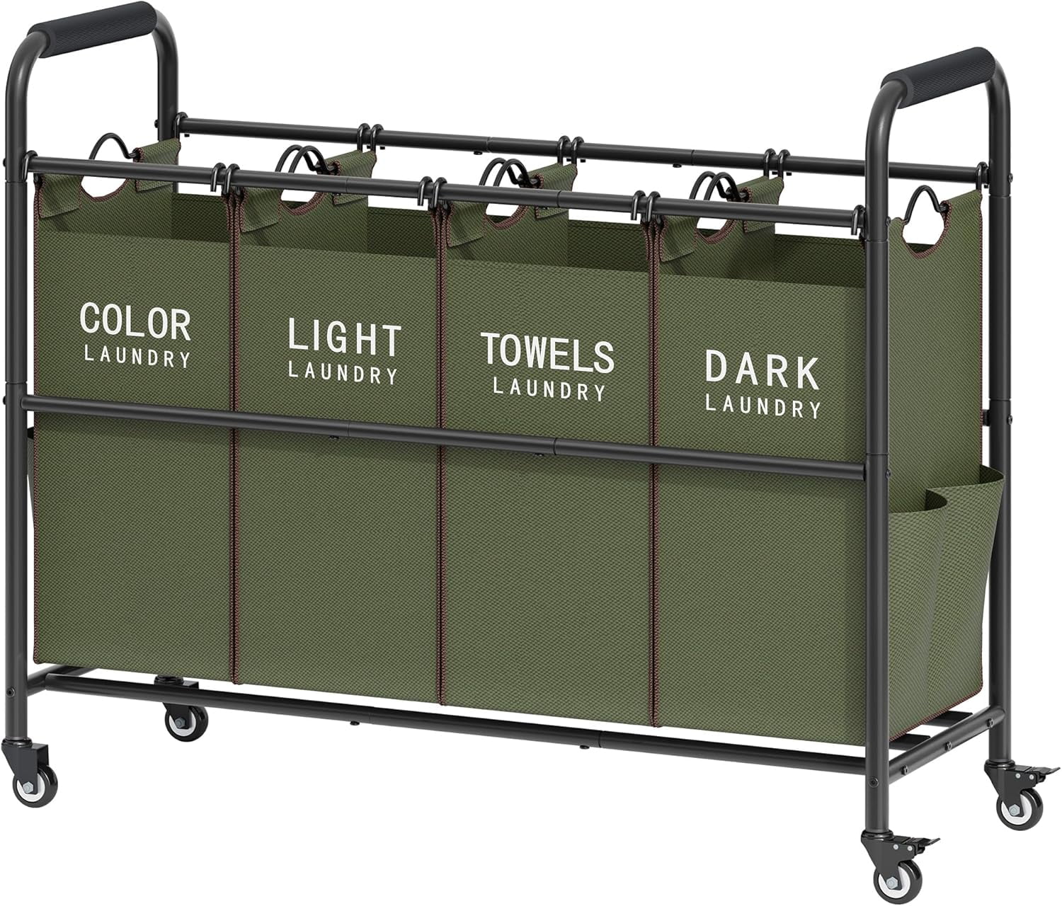 4 Bag Laundry Sorter Cart, 4 Section Laundry Hamper Sorter with Heavy Duty Lockable Rolling ...