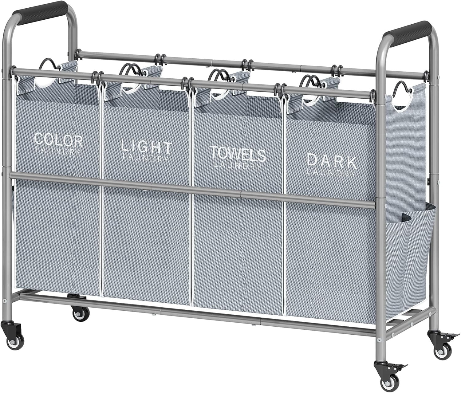 4 Bag Laundry Sorter Cart, 4 Section Laundry Hamper Sorter with Heavy ...