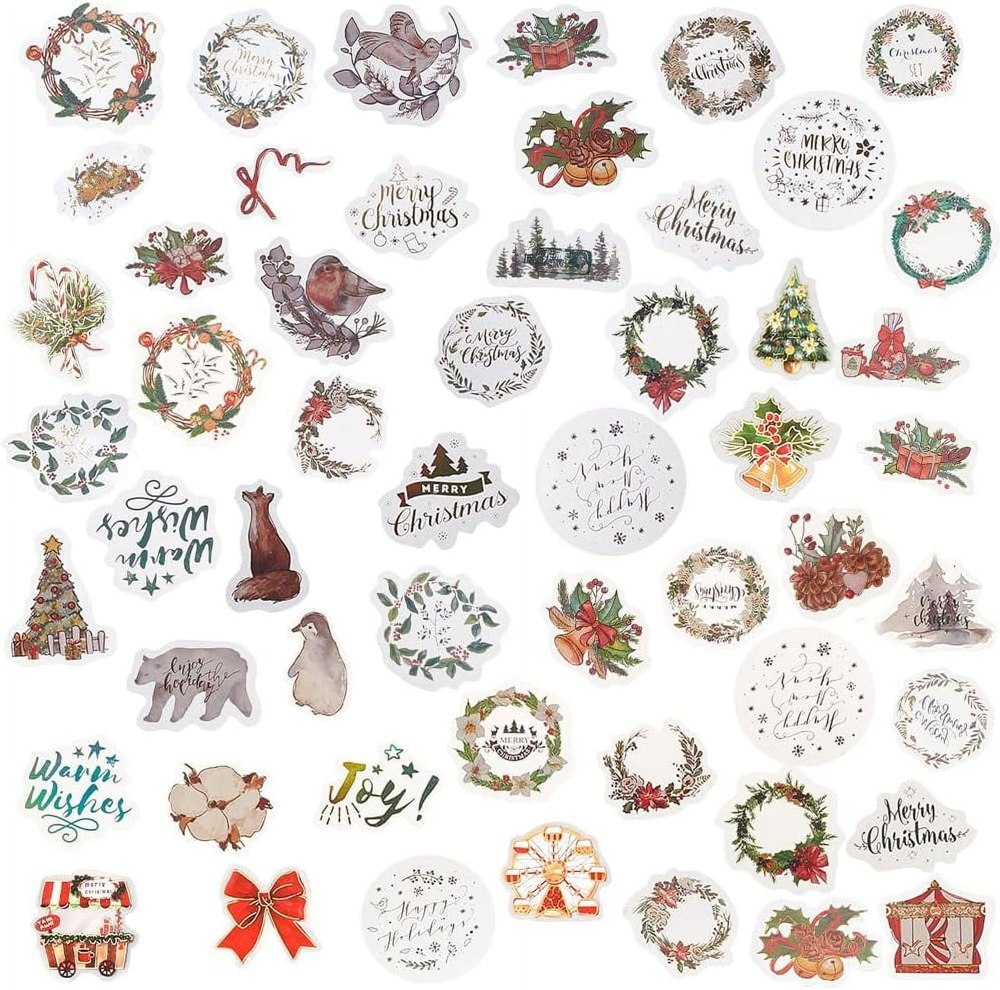 4 Bags 4 Styles Christmas Stickers Elk Santa Wreath Stickers Self ...