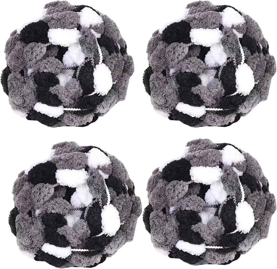 4 Balls Pom Bomb Yarn,100% Polyester Pomp-A-Doodle Jelly Bean POM-POM ...