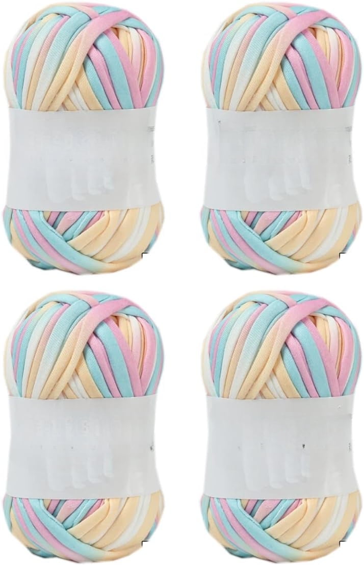 4 Balls T-Shirt Yarns,Knitting Fabric Cloth Yarn Carpet Spaghetti Yarn ...