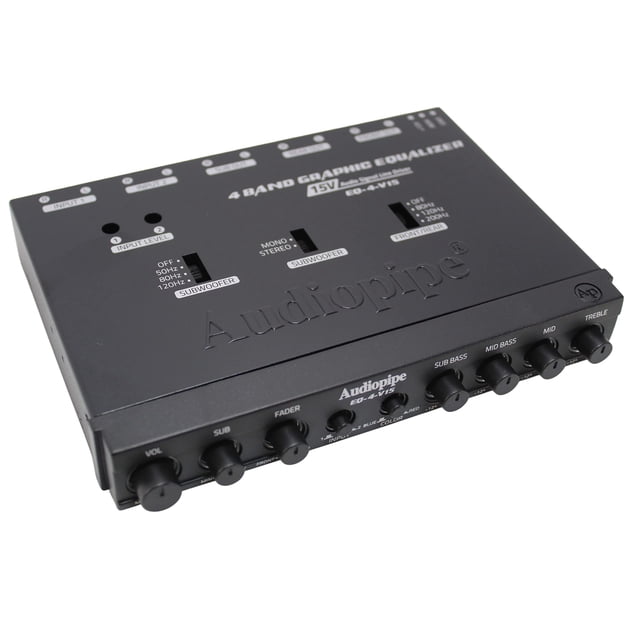 4 Band Graphic Equalizer 15 Volt Line Driver Half DIN Chassis Blue Red ...