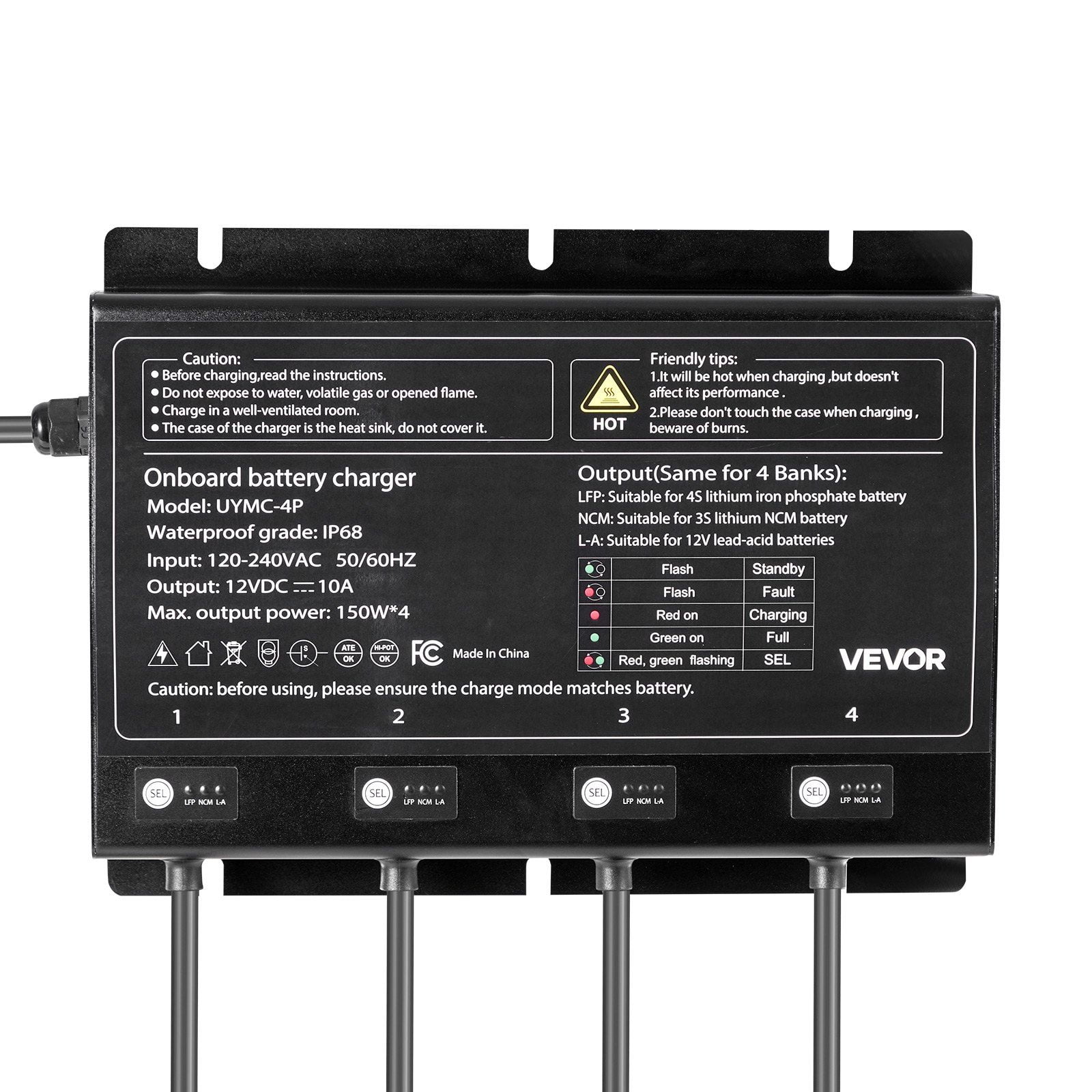 4-Bank 10A 12V Smart Marine Battery Charger Onboard, IP68 Waterproof ...