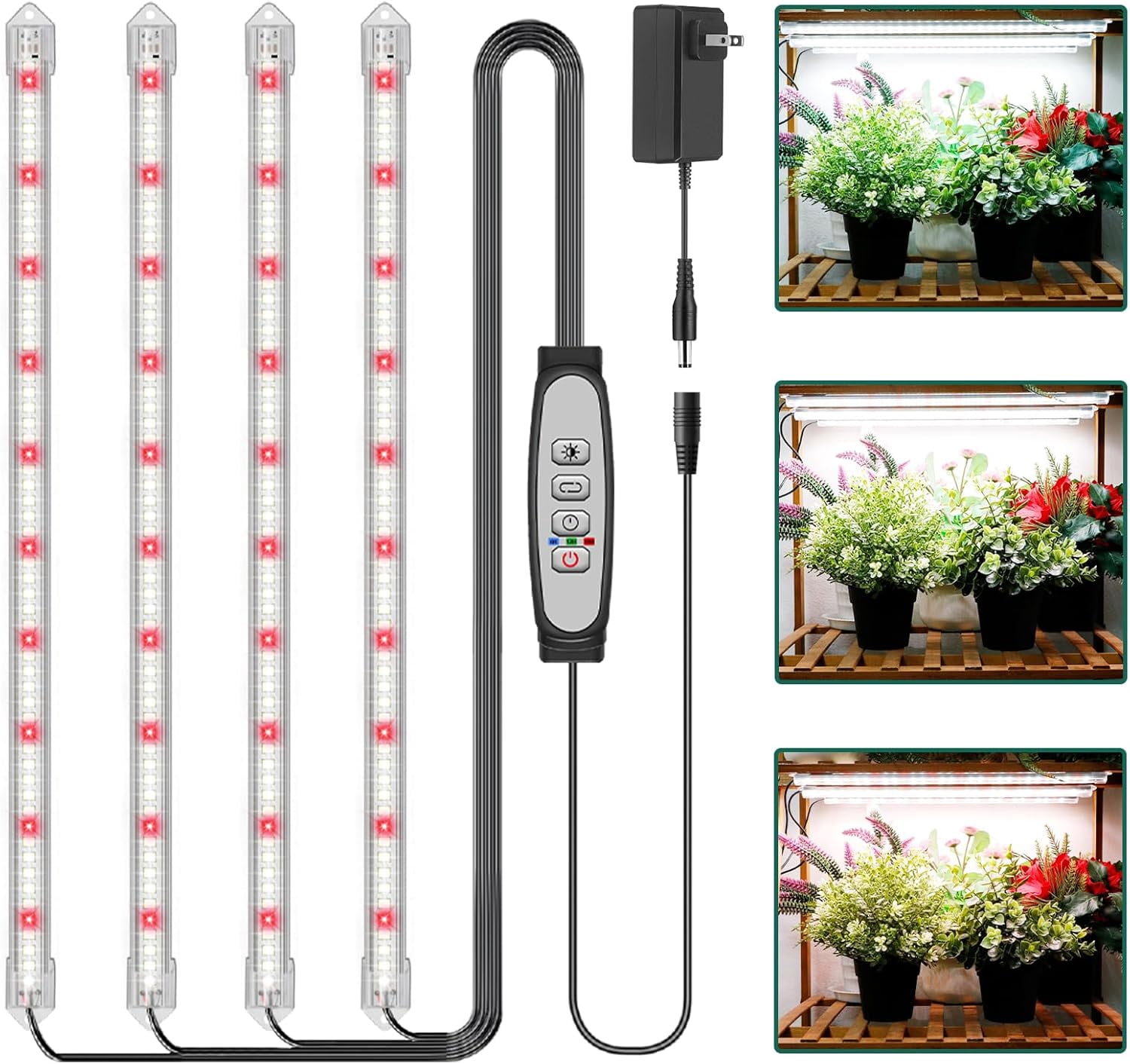 4-Bar Grow Light Strips for Indoor Plants, 16" Full Spectrum Plant ...