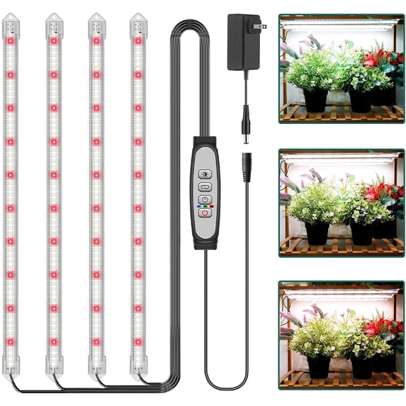 4-Bar Grow Light Strips for Indoor Plants, 16" Full Spectrum Plant ...