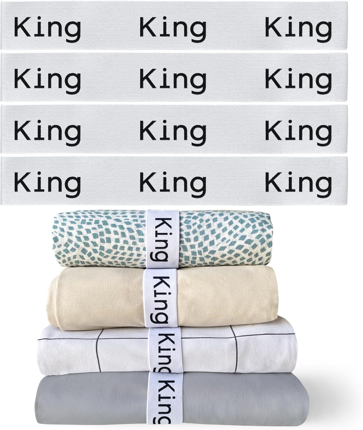 4 Bed Sheet Organizer and Storage Label Bands - Fully Elastic ...