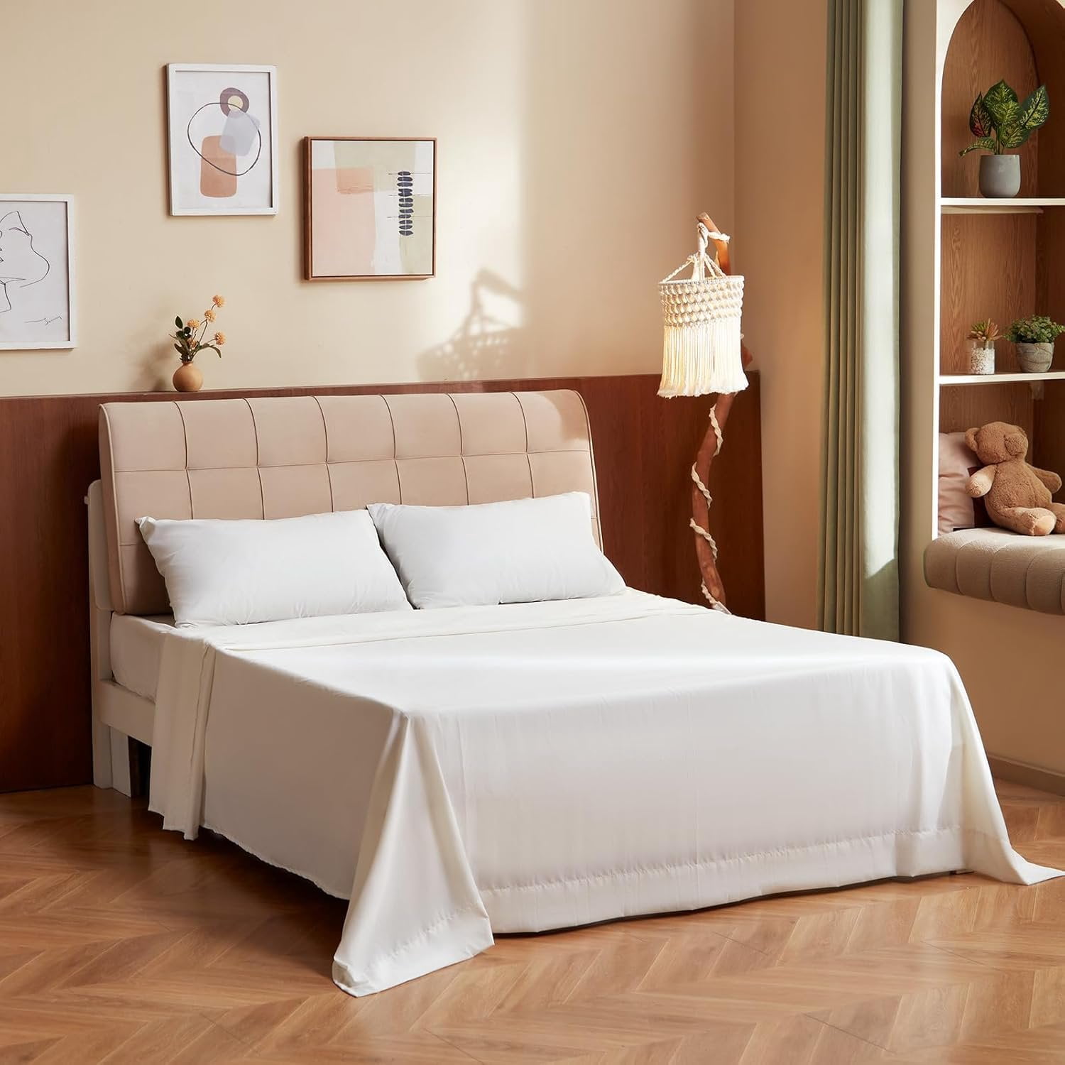 4- Bed Sheet Set - Size, Brushed Microfiber Bedding Set with 2 ...