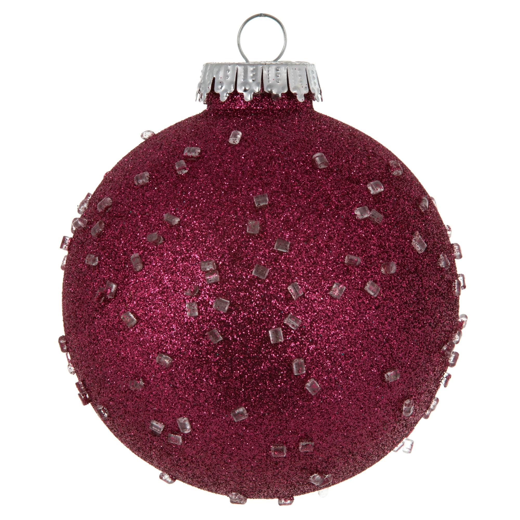 Vickerman 4" Red Ice Ball Ornament. This textured ornament has a rough ...