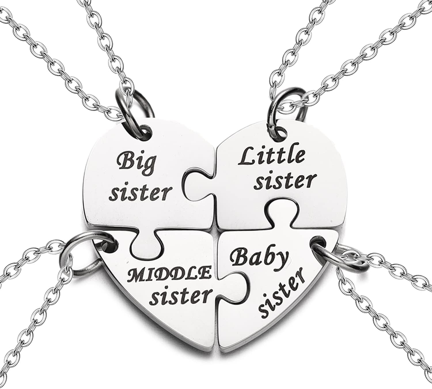 4 Big Middle Little Baby Four 4 Sister Necklace for 4 Exquisite Jewelry for an Elegant Statement of Love