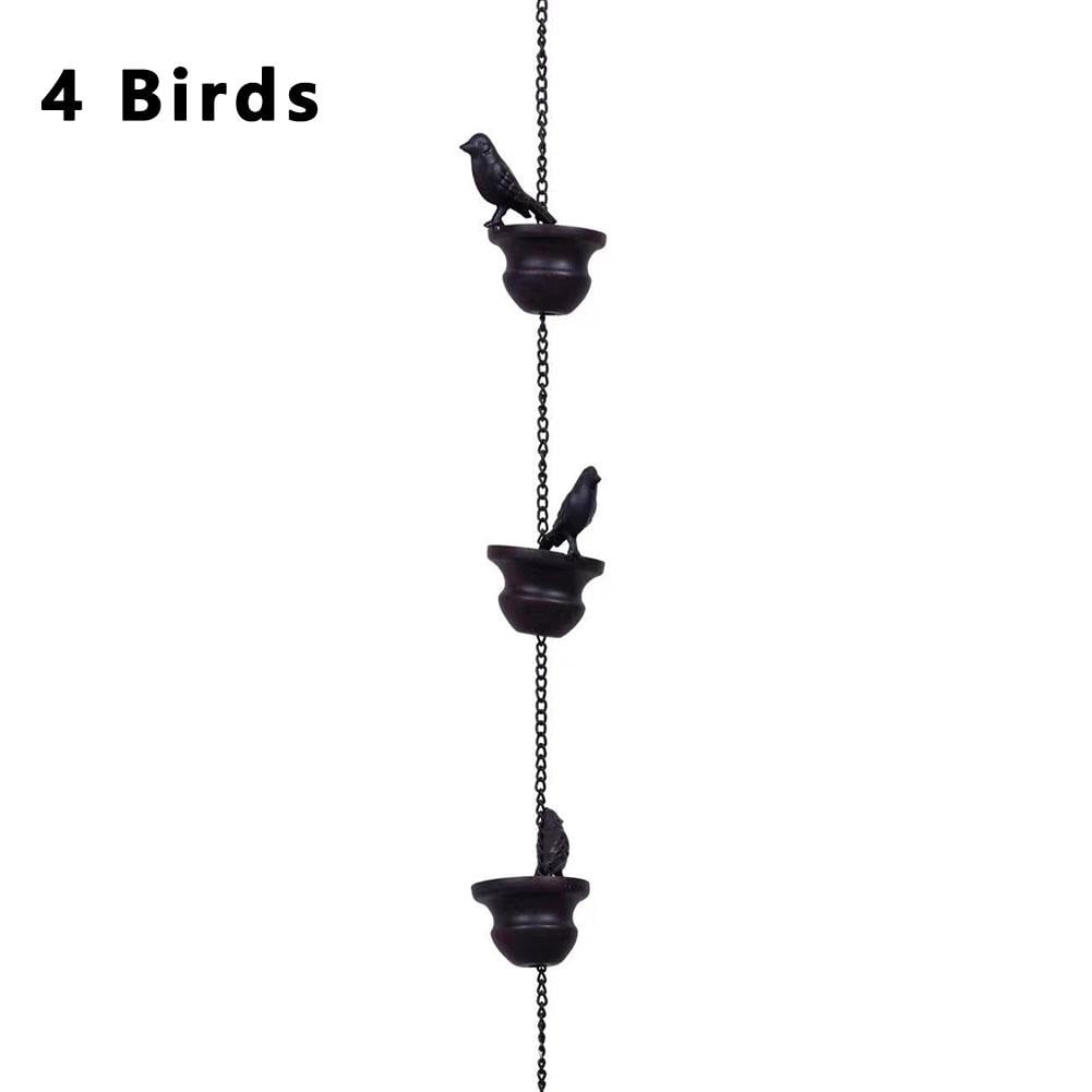 4 Birds Rain Chains, Metal Bird Rain Chain for Gutters, Birds on Cups ...