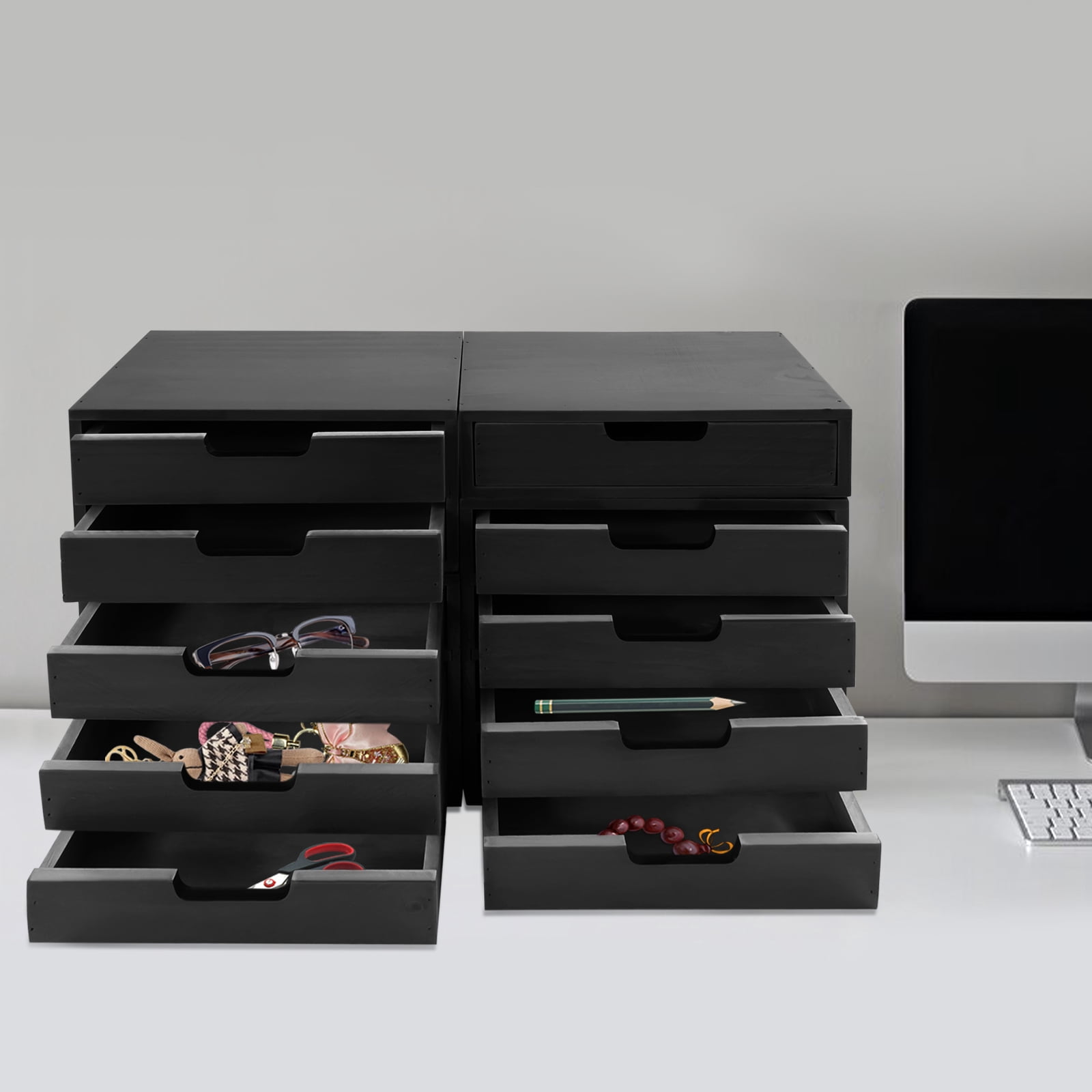 4* Black Color Desktop Storage Organizers, 4 Kind Different Drawer ...
