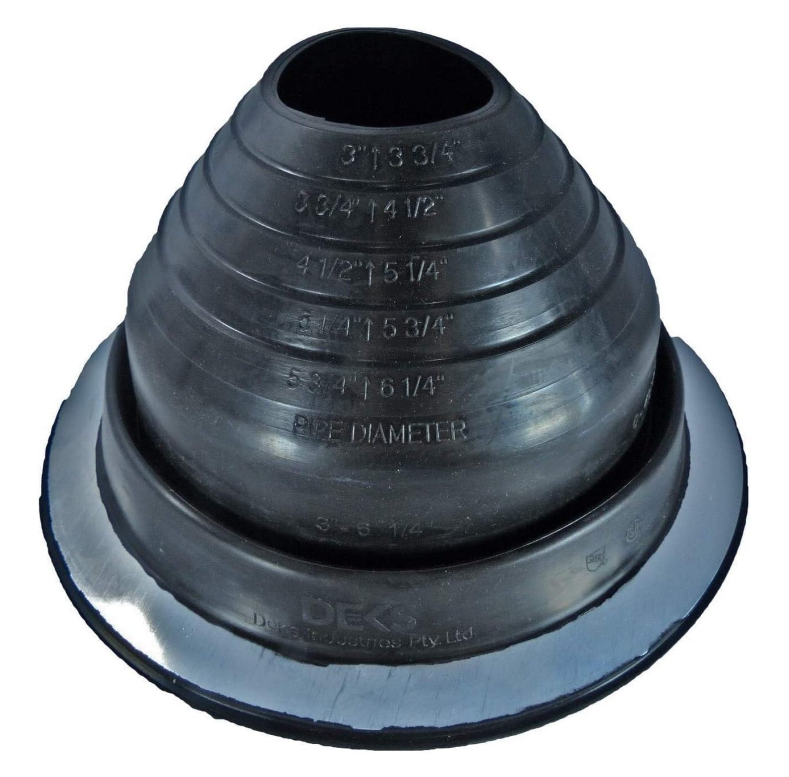 #4 Black EPDM Metal Roof Pipe Flashing, Round Base, Pipe OD 3" - 6-1/4 ...