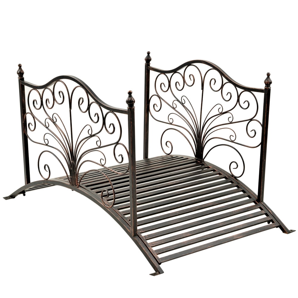 4' Black Metal Arch Garden Bridge, 440 lbs Capacity Decorative ...
