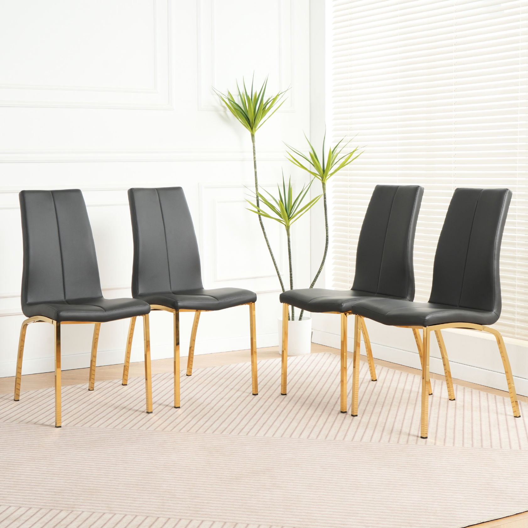 4 Black PU Upholstered Chairs for Kitchen and Dining Room | Fresh ...