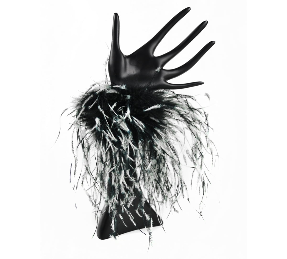 4\" Black and White Fluffy Adjustable feather cuffs - Walmart.com