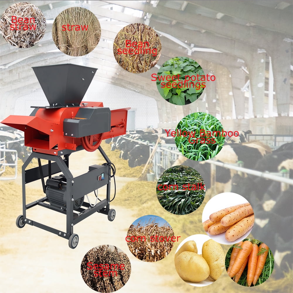 4-Blade Hay Cutter Pulverizer Machine Conveyor Belt Hopper Inlet Feed ...