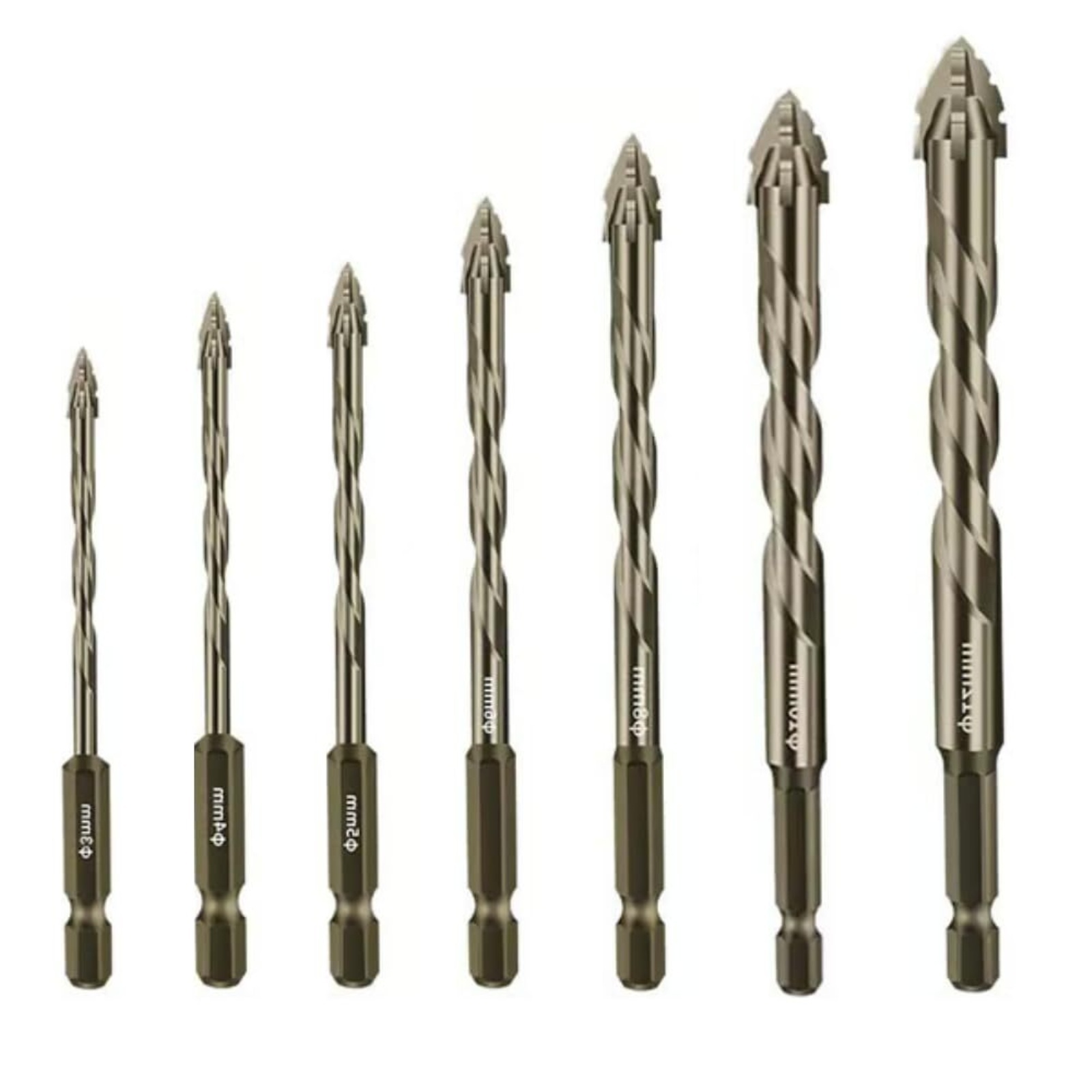 4-Blade Serrated Drill Bits Set for Wood, Glass, Concrete & Metal, 3,4 ...