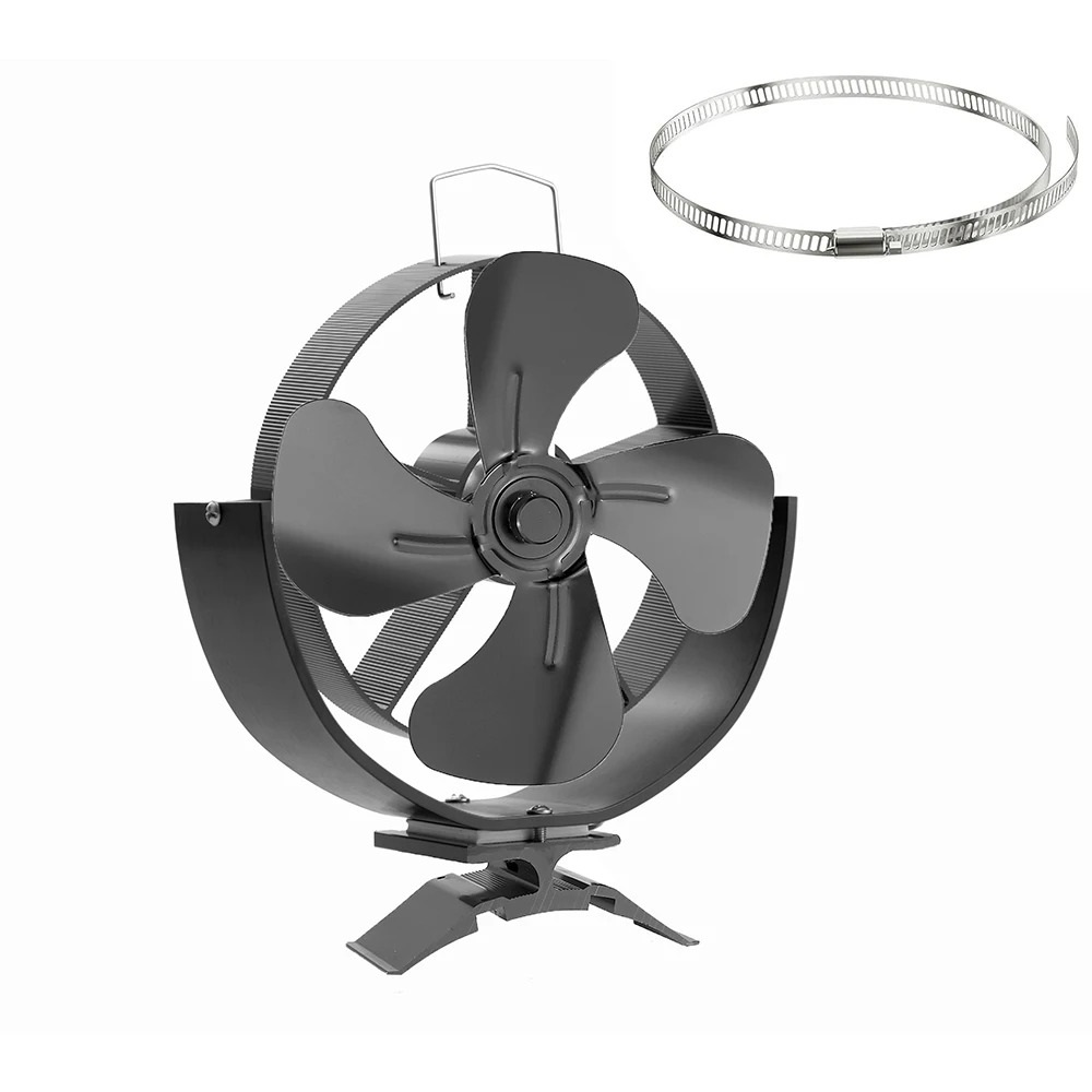 4 Blades Heat Powered Fireplace Fan 360 Rotating Stove Fan Log Wood ...