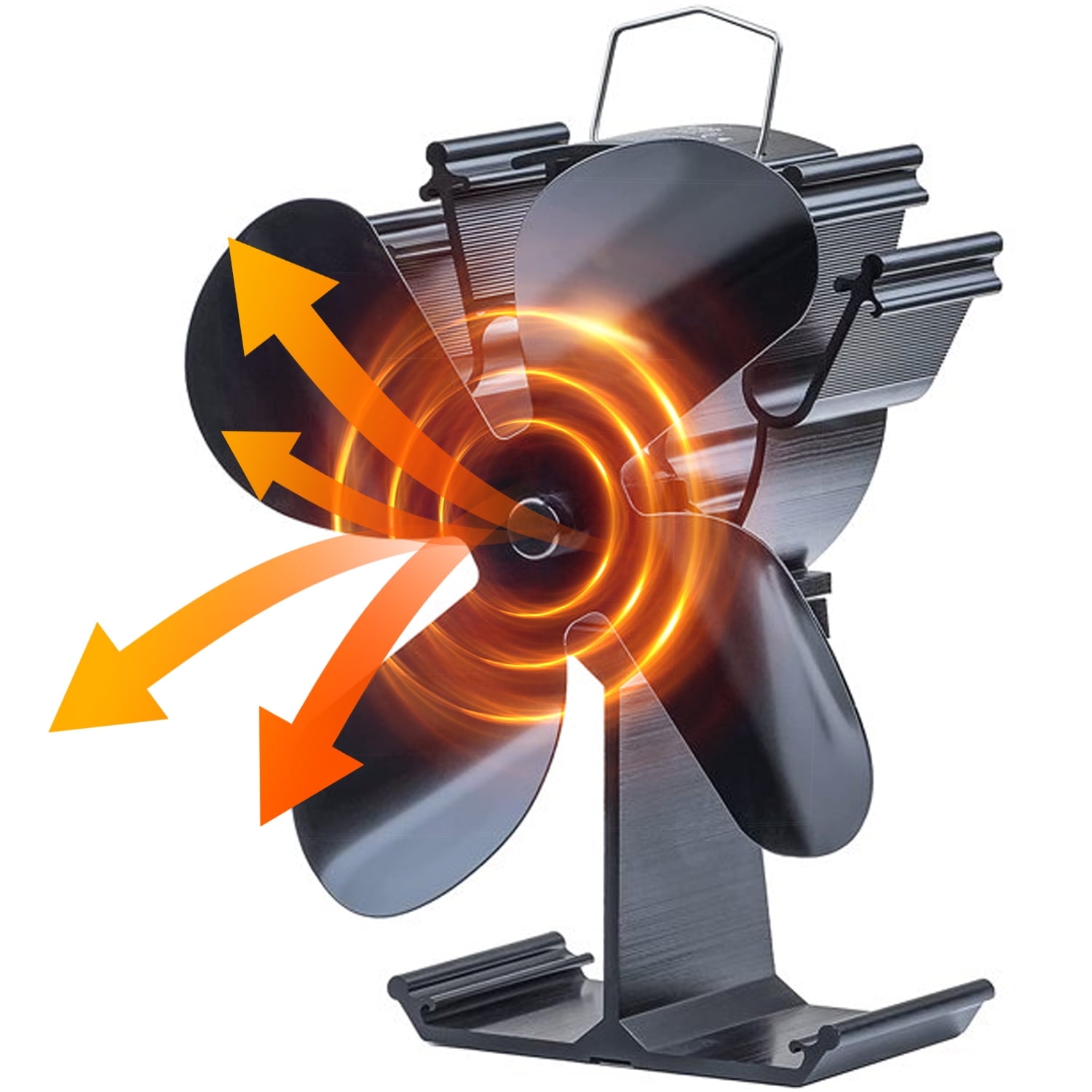 VODA 4-Blade Non-Electric Heat Powered Stove Fan for Fireplace, Wood ...