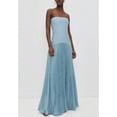 4 Blue Strapless Pleated Maxi Dress For Women Elegant Evening Formal ...