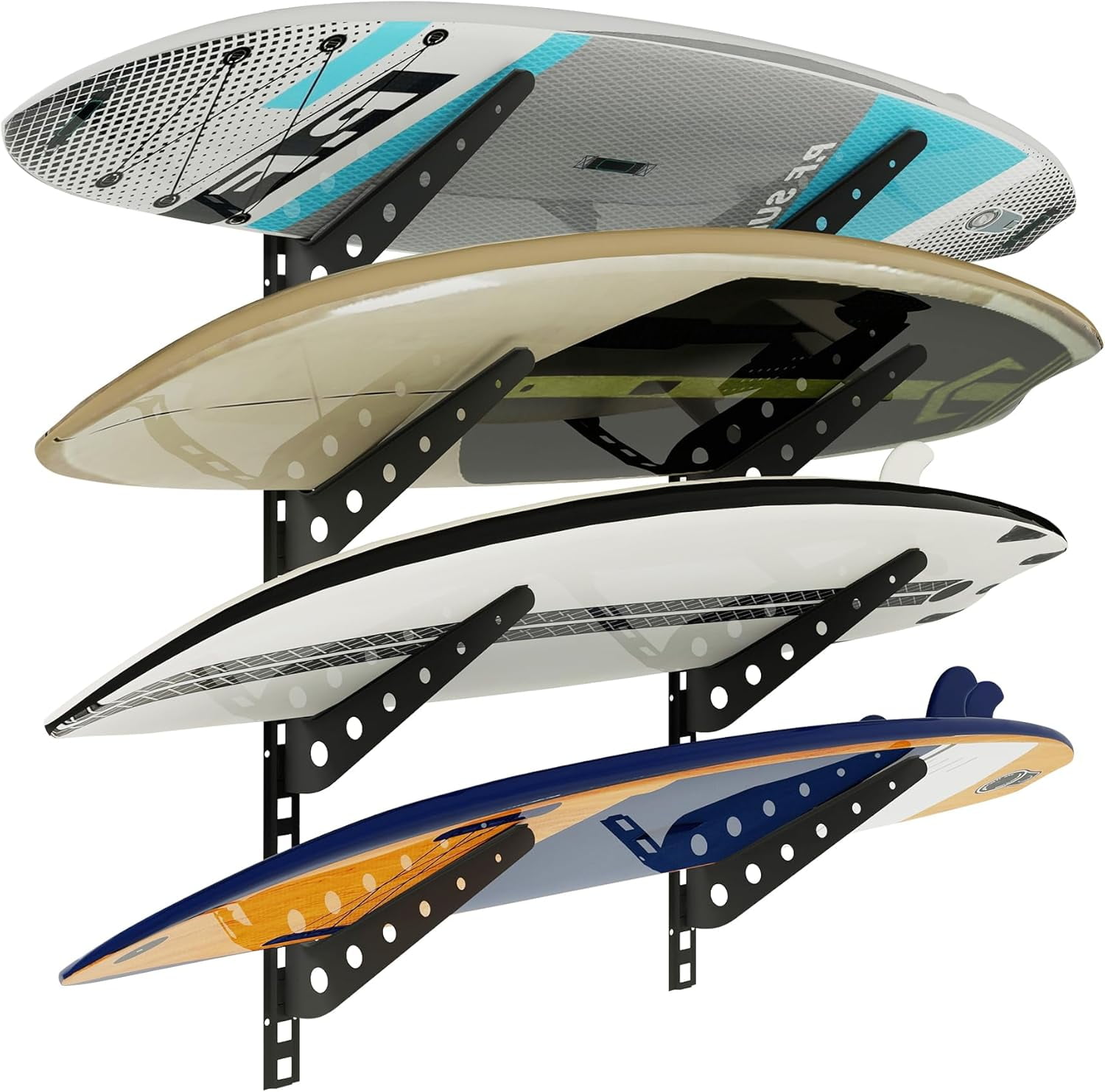 4 Board/6 Board Horizontal Surfboard Rack, Adjustable Surfboard Wall ...