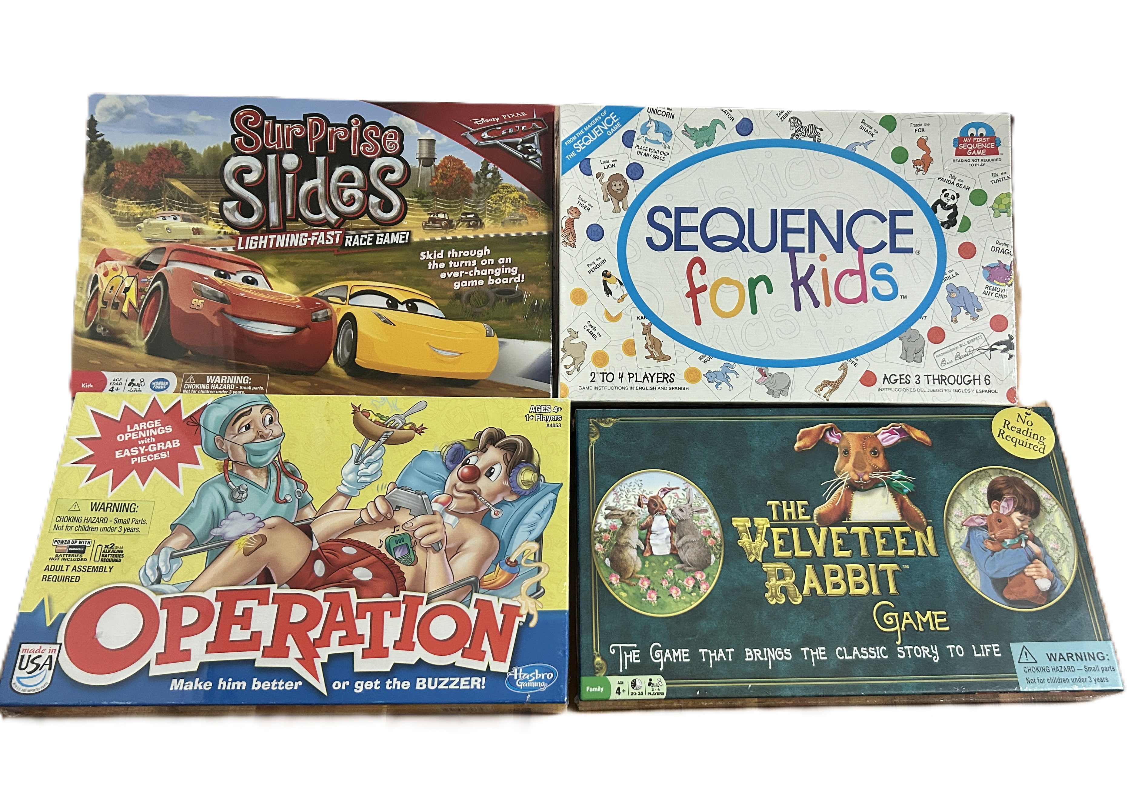4-Board Game Bundle - Surprise Slides, Operation, Sequence for Kids ...