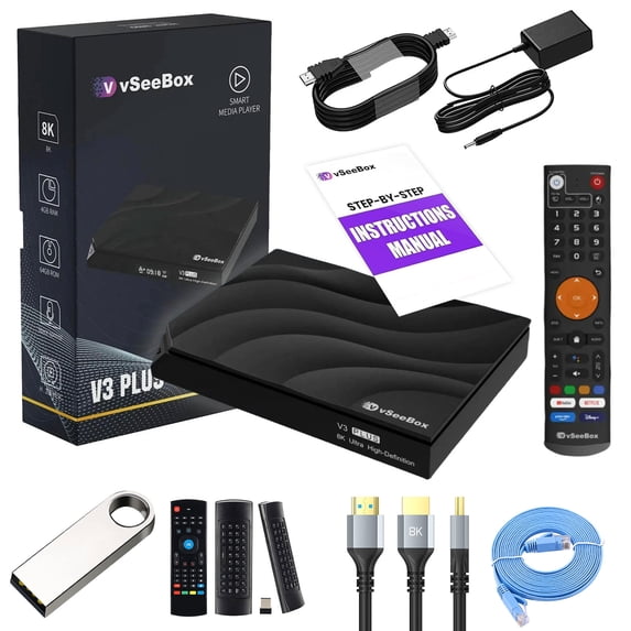 【4 Bonus Gifts】vSeeBox V3 Plus Digital Entertainment Device, 7-Day ...