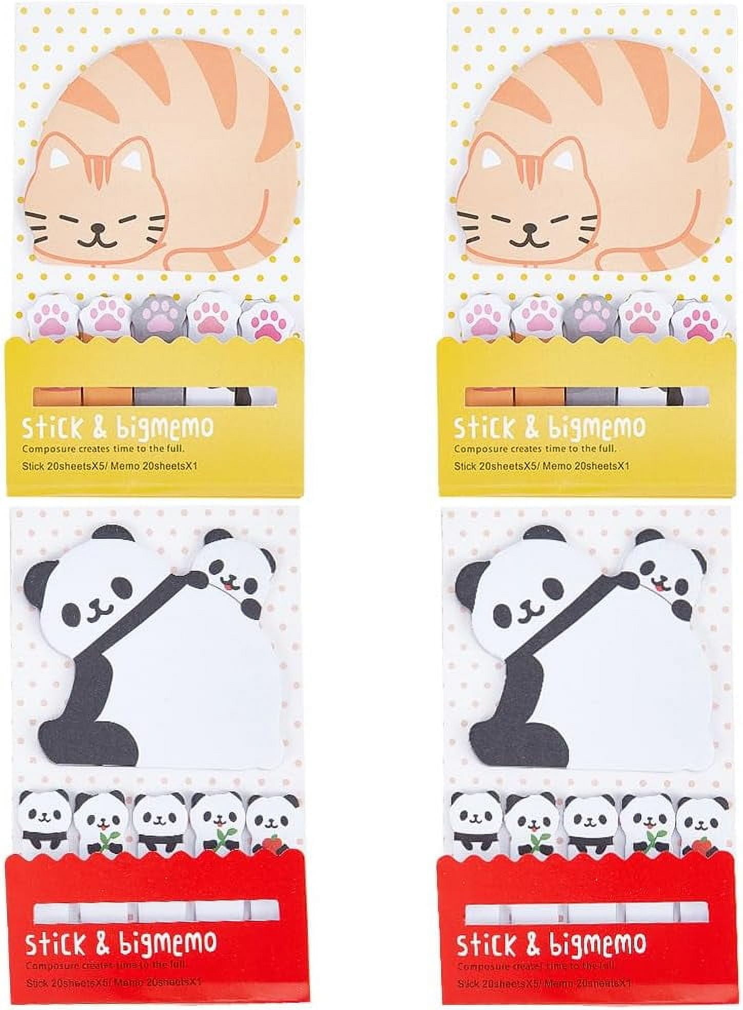 4 Books Cat & Panda Theme Paper Sticky Note & Memo Set Cute Notepad for ...