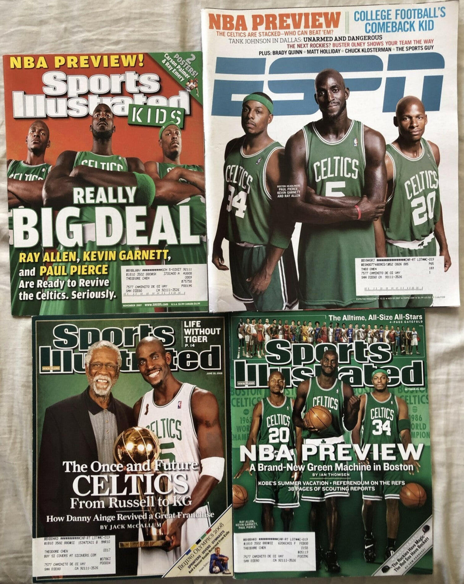 4 Boston Celtics Ray Allen Kevin Garnett Paul Pierce 2007 2008 ...