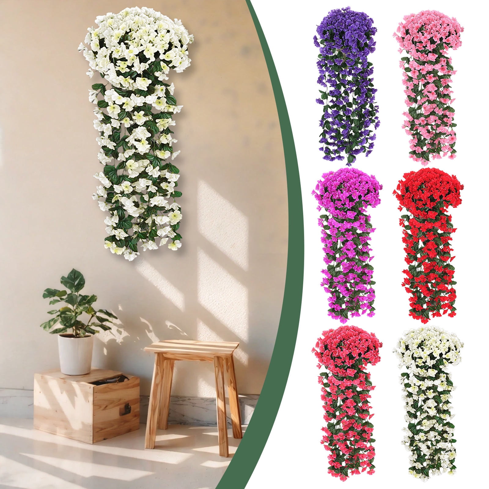 4 Bouquets Artificial Violet Hanging Flowers 33.6 Inches Long Silk Faux ...