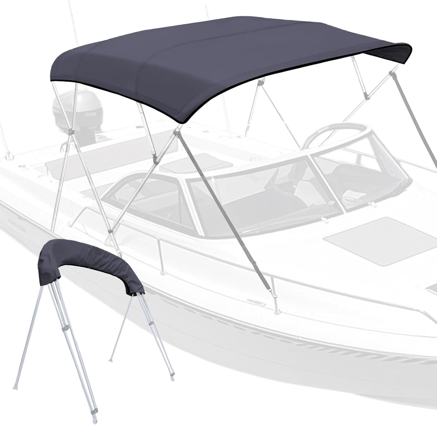 4 Bow Bimini Top Replacement Cover with Storage Boot, 600D Marine Grade ...